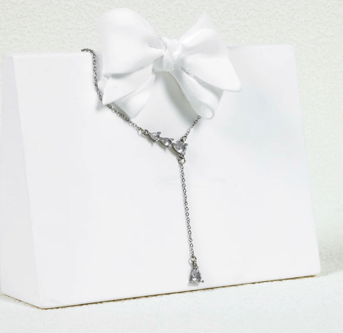 Elegant Y-Drop Necklace with Pear-Cut Stones Titanium (Free Shipping ...